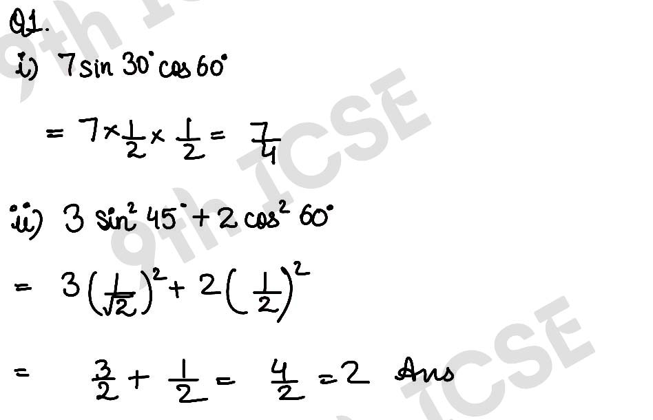 Maths Trignometric Ratios of Standard Angles Exercise18-1