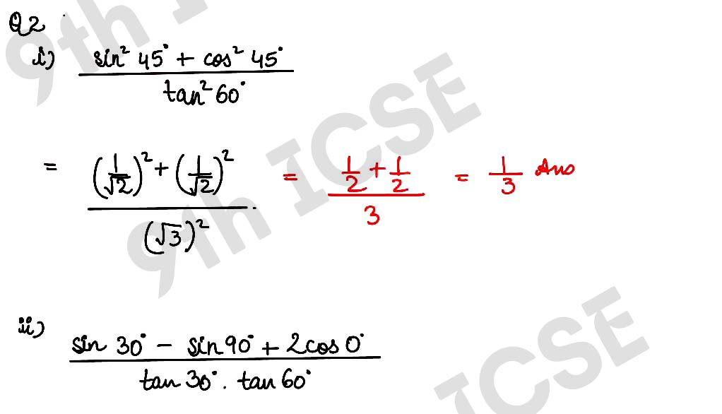 Maths Trignometric Ratios of Standard Angles Exercise18-1
